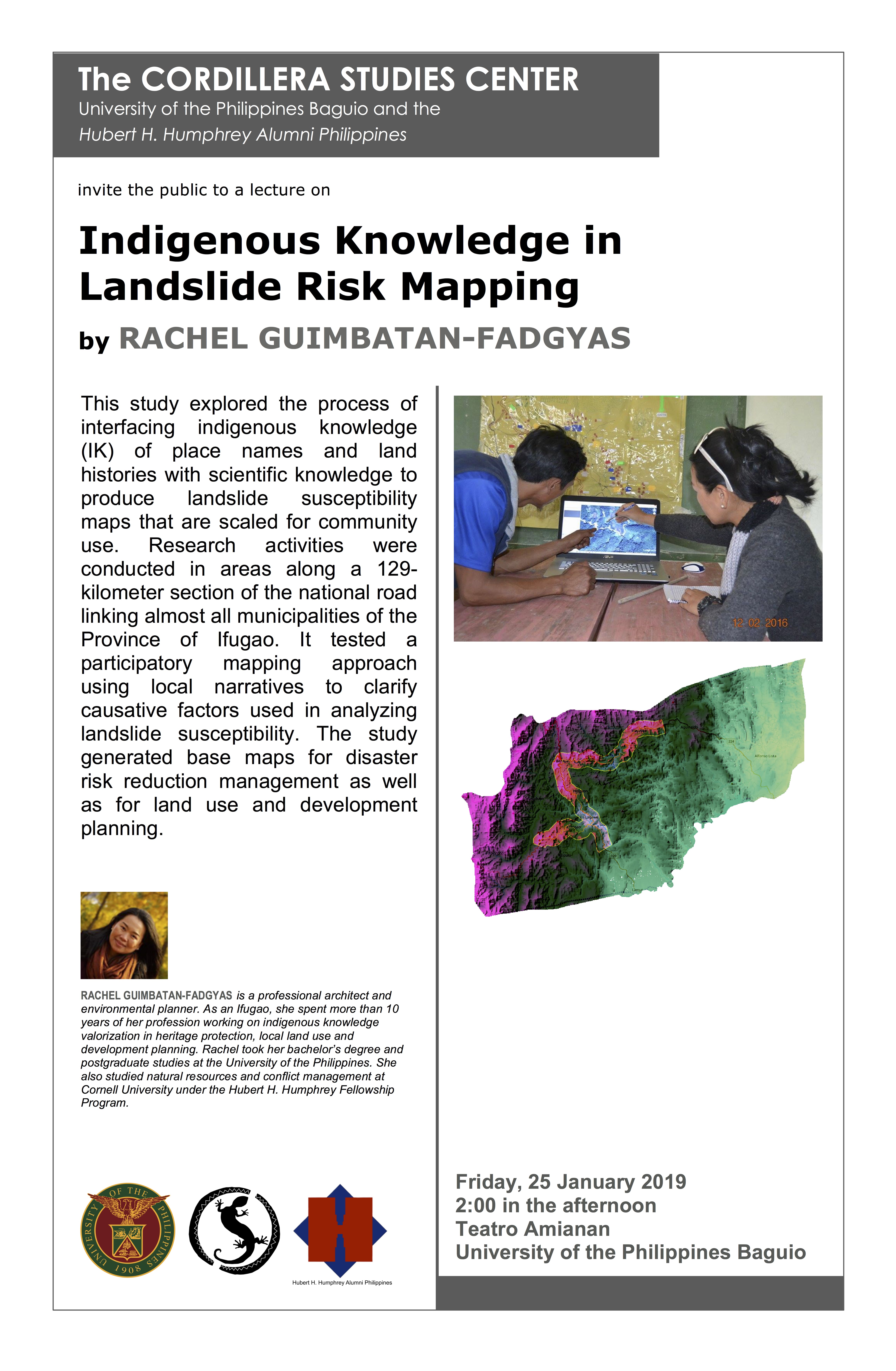 LECTURE:Indigenous Knowledge in Landslide Risk Mapping - Cordillera ...